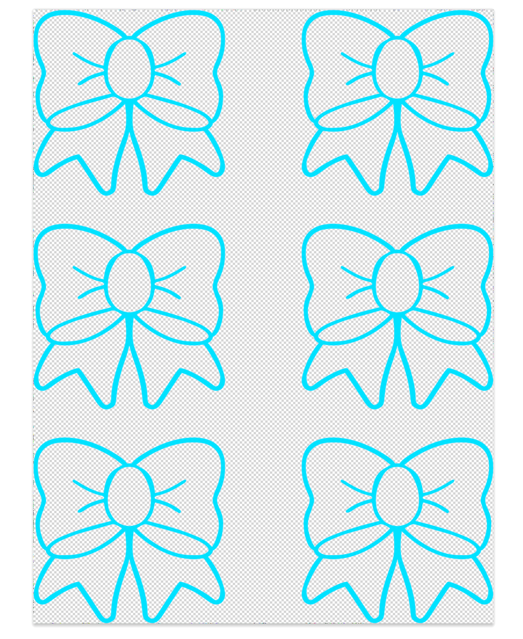 Blue Cute Bow Outline UV DTF Decal Sheet – Moxie Vinyls