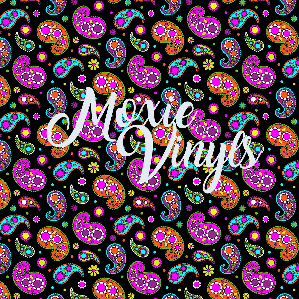 Paisley Vinyl - Black & Colorful – Moxie Vinyls