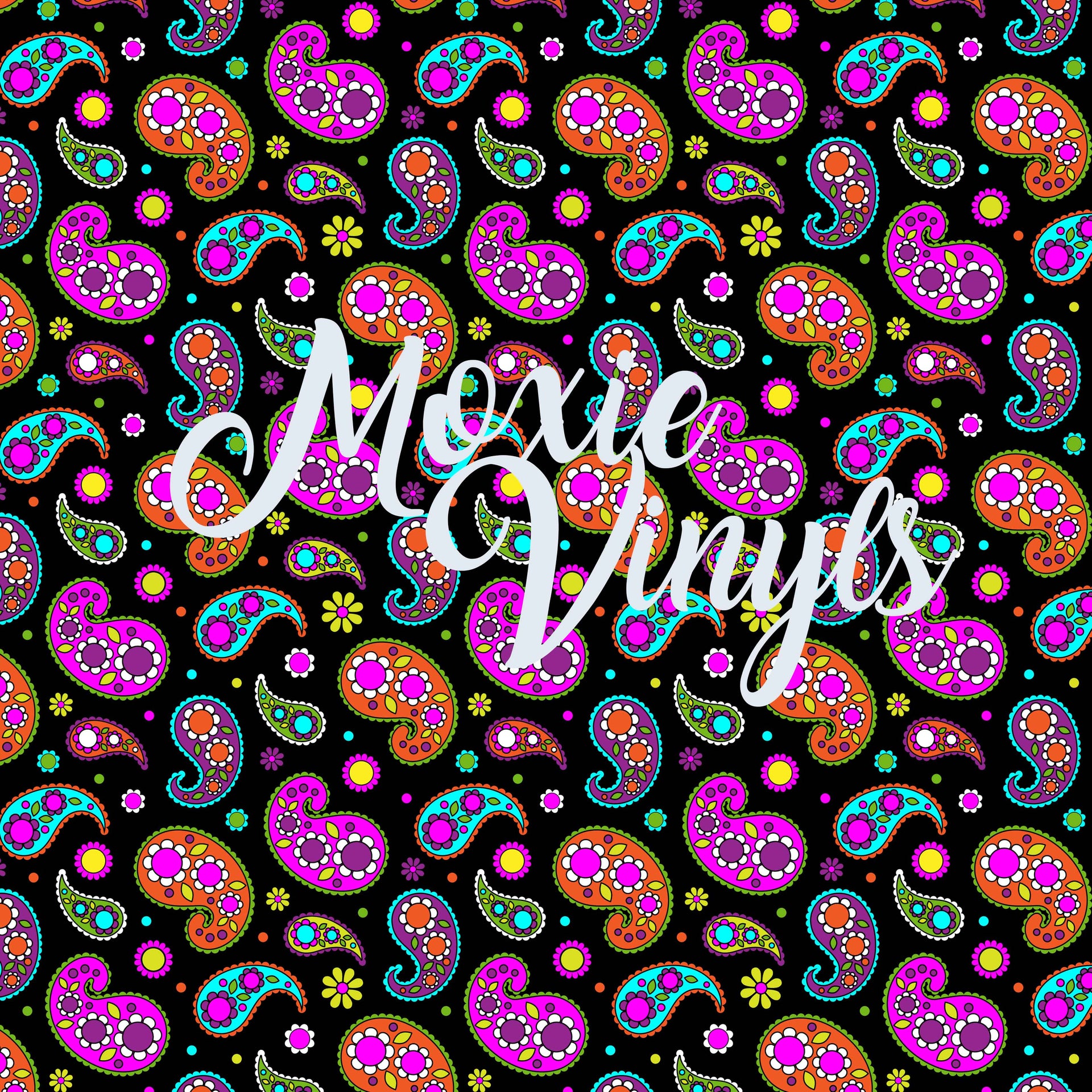 Paisley Vinyl - Black & Colorful – Moxie Vinyls